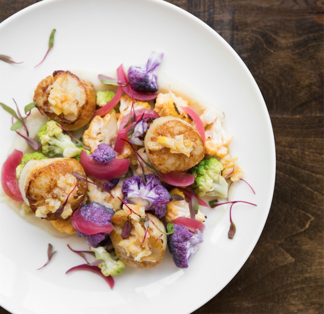 Sautéed Sea Scallops with Roasted Tri-Color Cauliflower, Cauliflower ...