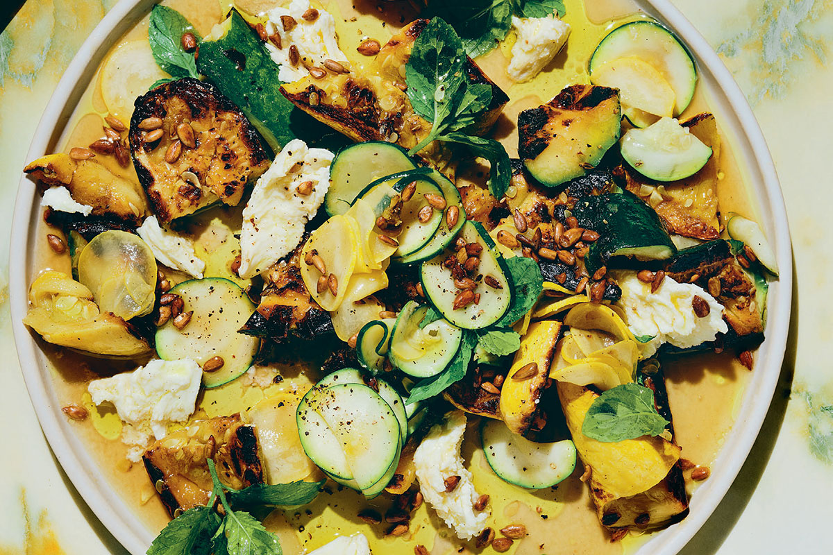 Recipe: Marinated Zucch & Mozz With Fried Sunflower Seeds